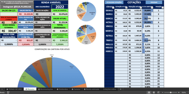 Planilha de Fiis : Controle seus investimentos - Investidor de Fiis
